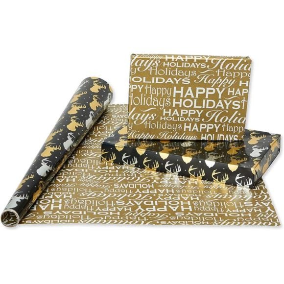 Party Supplies | 8 Sq Ft Reversible Christmas Wrapping Paper Bundle 4 ...